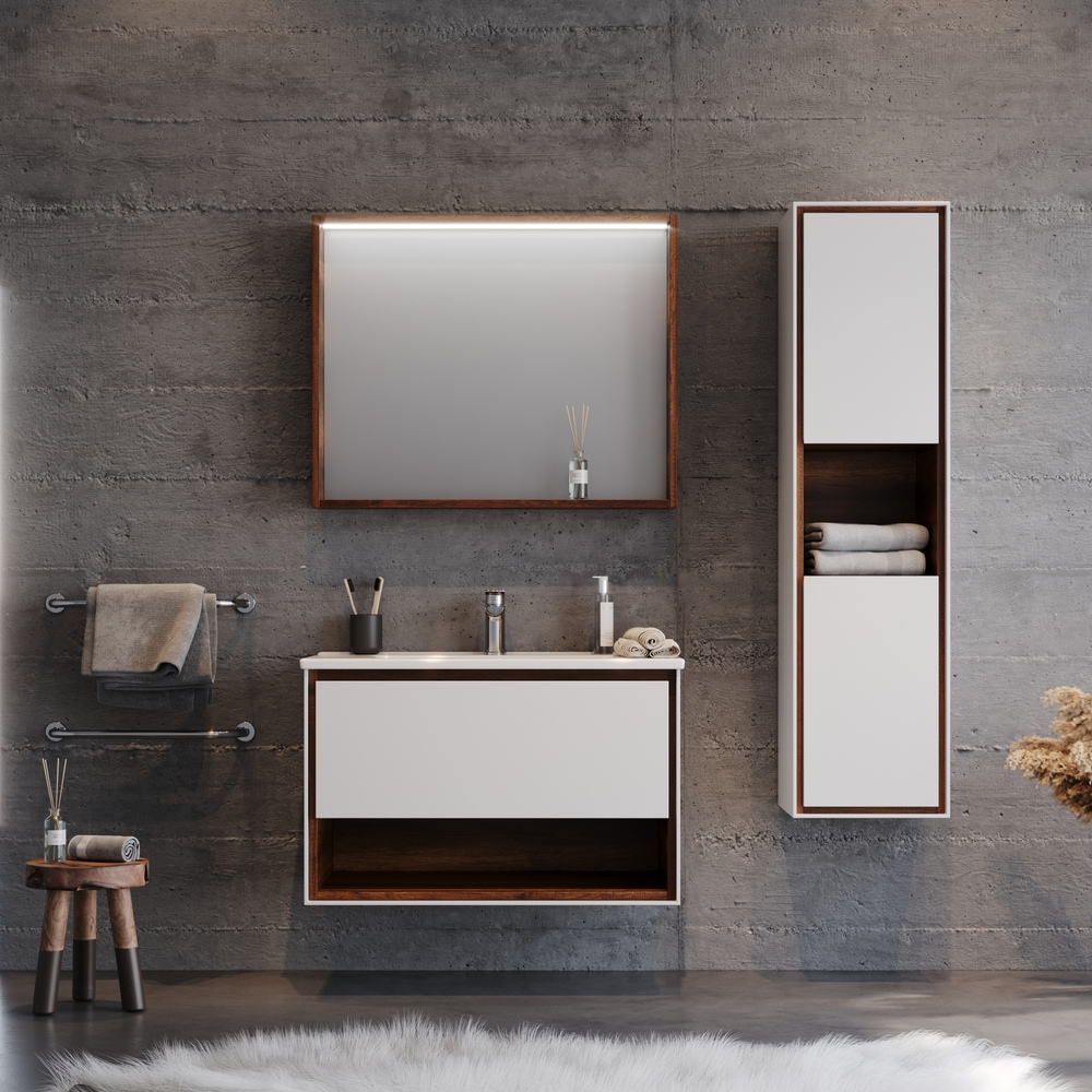 Σετ Έπιπλο Μπάνιου NEW LUNA Λευκό MDF 18mm Λάκα 85 9SLUN085WBN - Casa ...